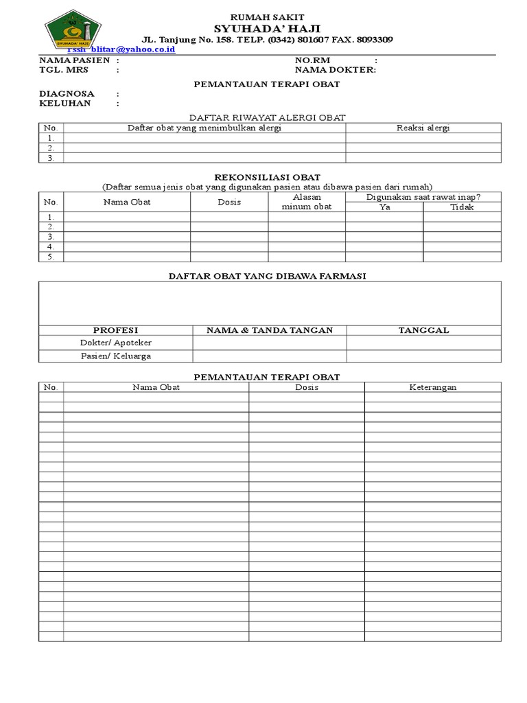 Form Pemantauan Terapi Obat | PDF