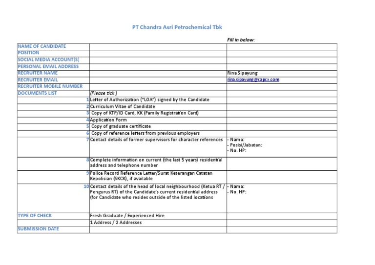 Pre-Employment Screening Request Form - Master | PDF