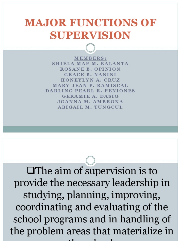 Major Functions of Supervision | PDF | Evaluation | Leadership