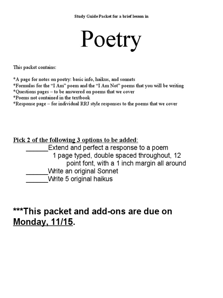 Poetry Packet | Download Free PDF | Poetry | Poems