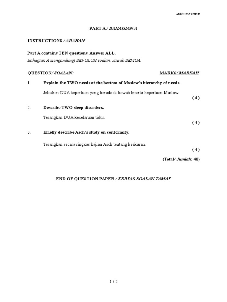 Sample Soalan Final - ABPG1103 | PDF