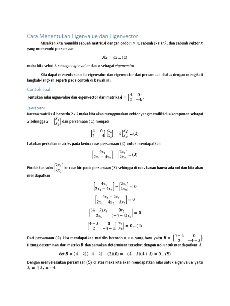 Cara Menentukan Eigenvalue Dan Eigenvector PDF | PDF