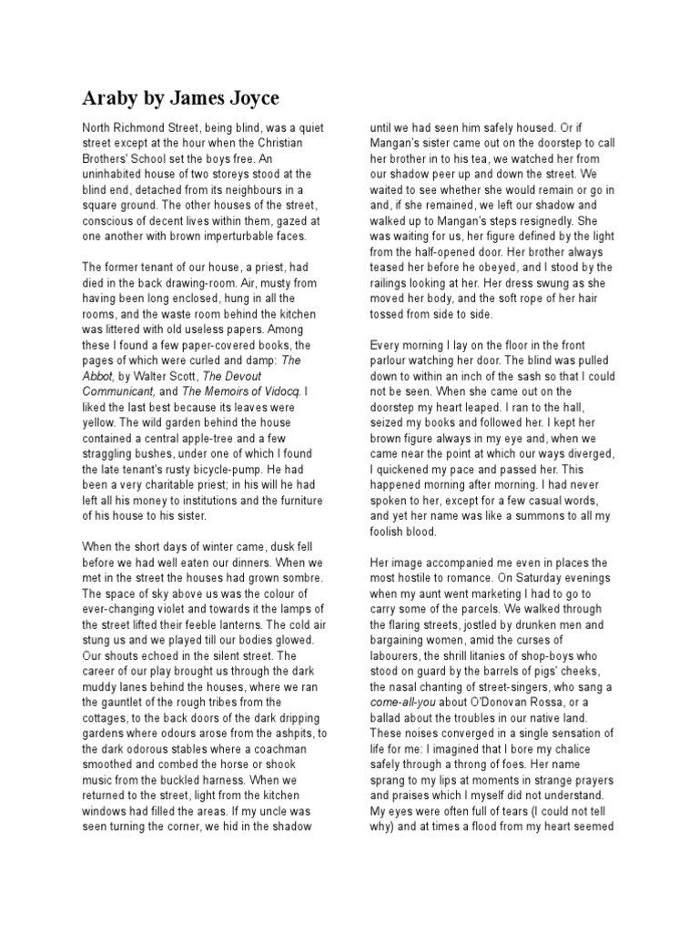 Araby by James Joyce | PDF