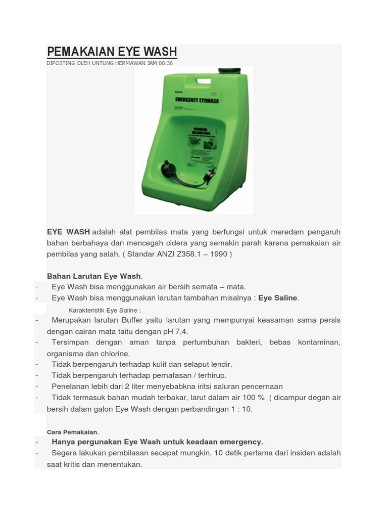 Alat Eye Wash Laboratorium | PDF