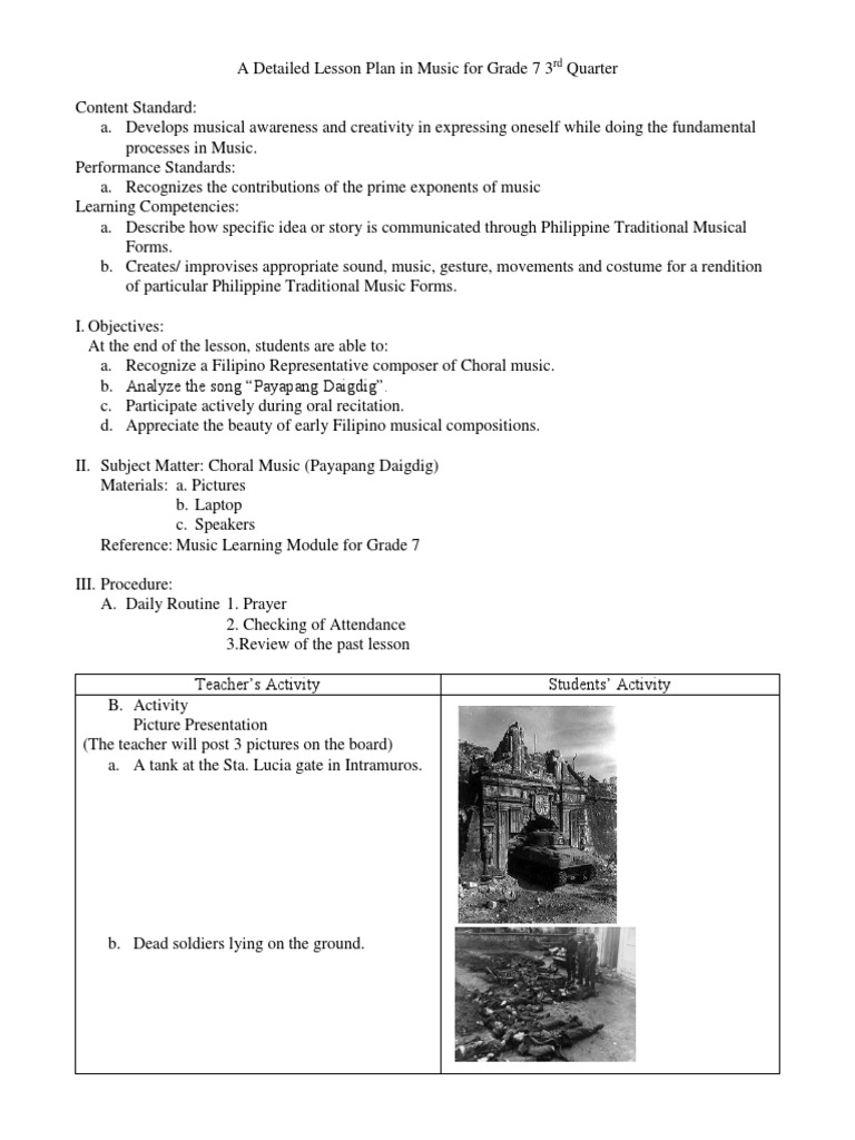 A Detailed Lesson Plan Choral Music | PDF | Conducting | Choir