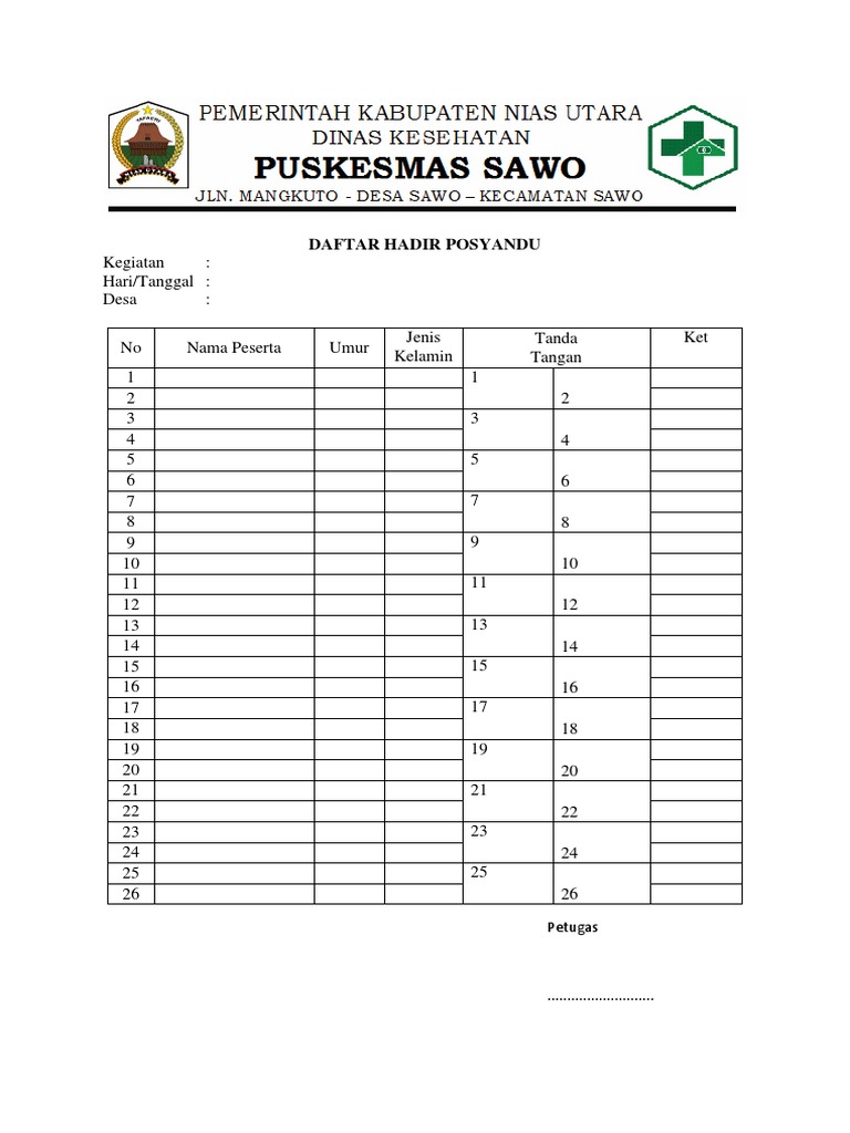 Daftar Hadir Posyandu dan Tanda Tangan | PDF