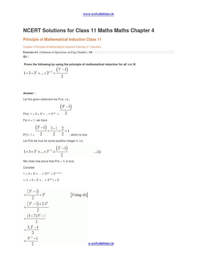 CH 04 - Principle of Mathematical Induction PDF | PDF | Natural Number ...