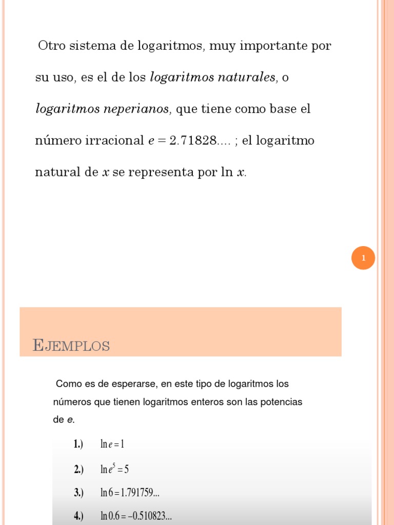 Propiedades de los Logaritmos Neperianos | PDF | Métodos y materiales ...