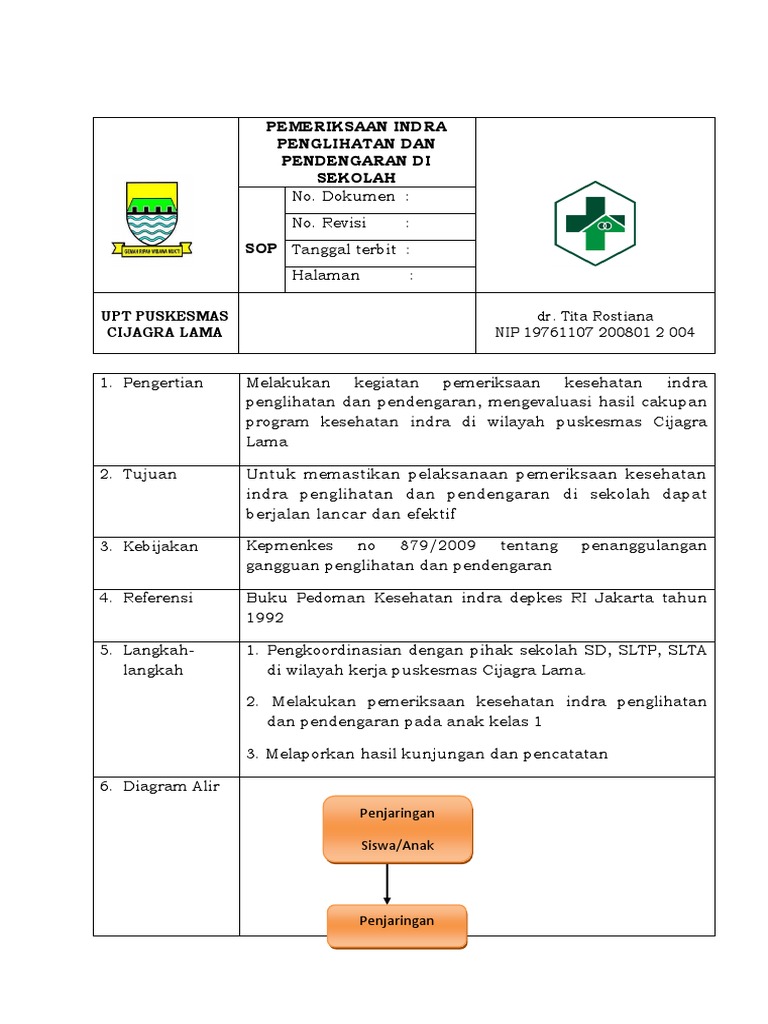 Sop Skrining Indra Di Sekolah | PDF