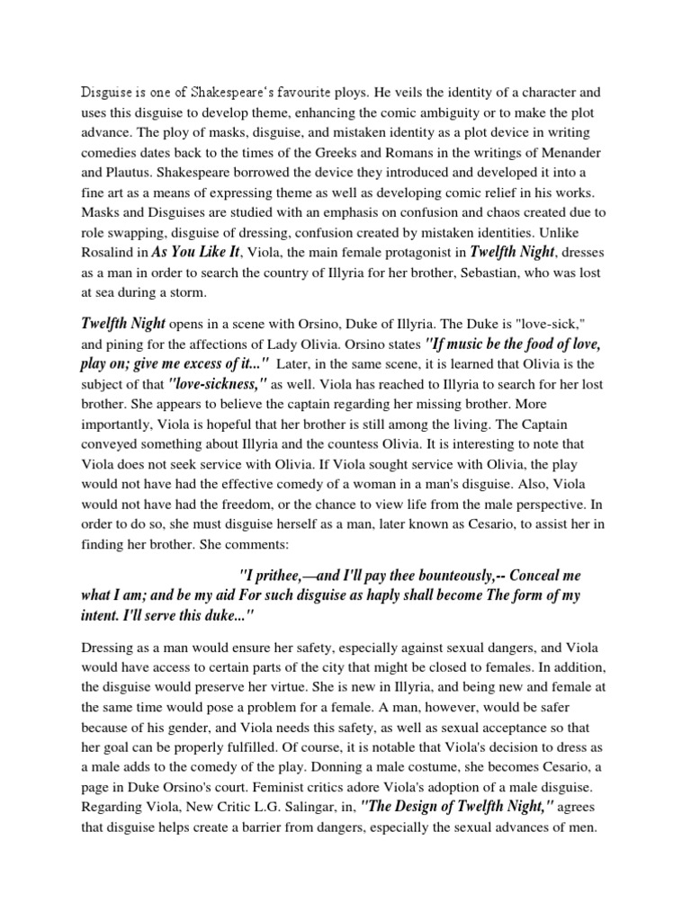 Disguise in Twelfth Night | PDF | Twelfth Night