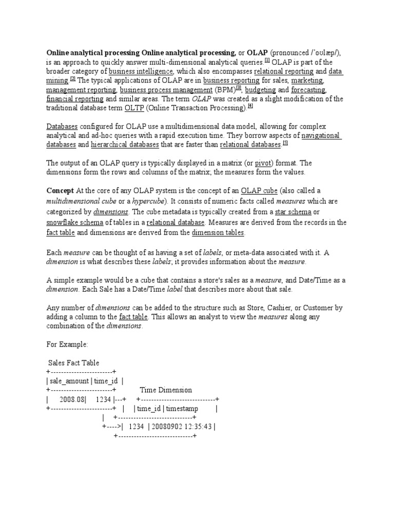 Understanding Online Analytical Processing | PDF | Database Transaction ...