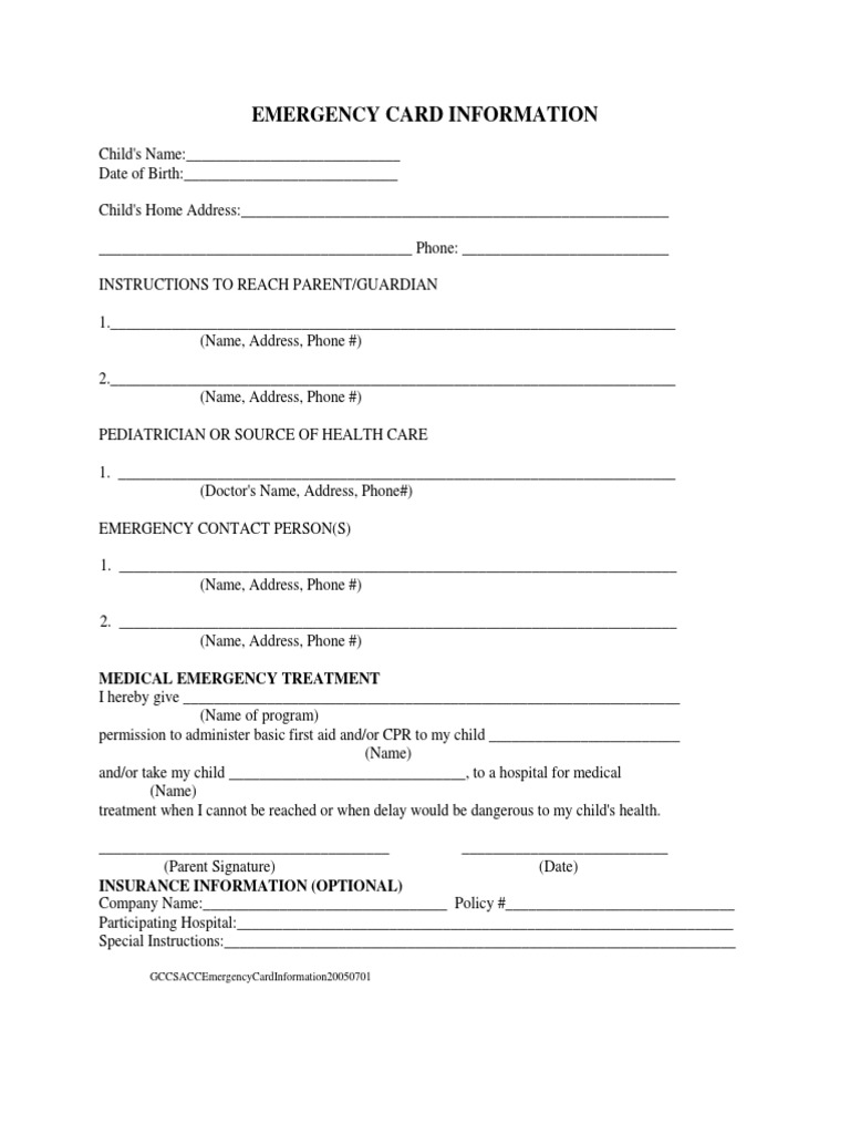 GCCSACCEmergency Card Information | PDF