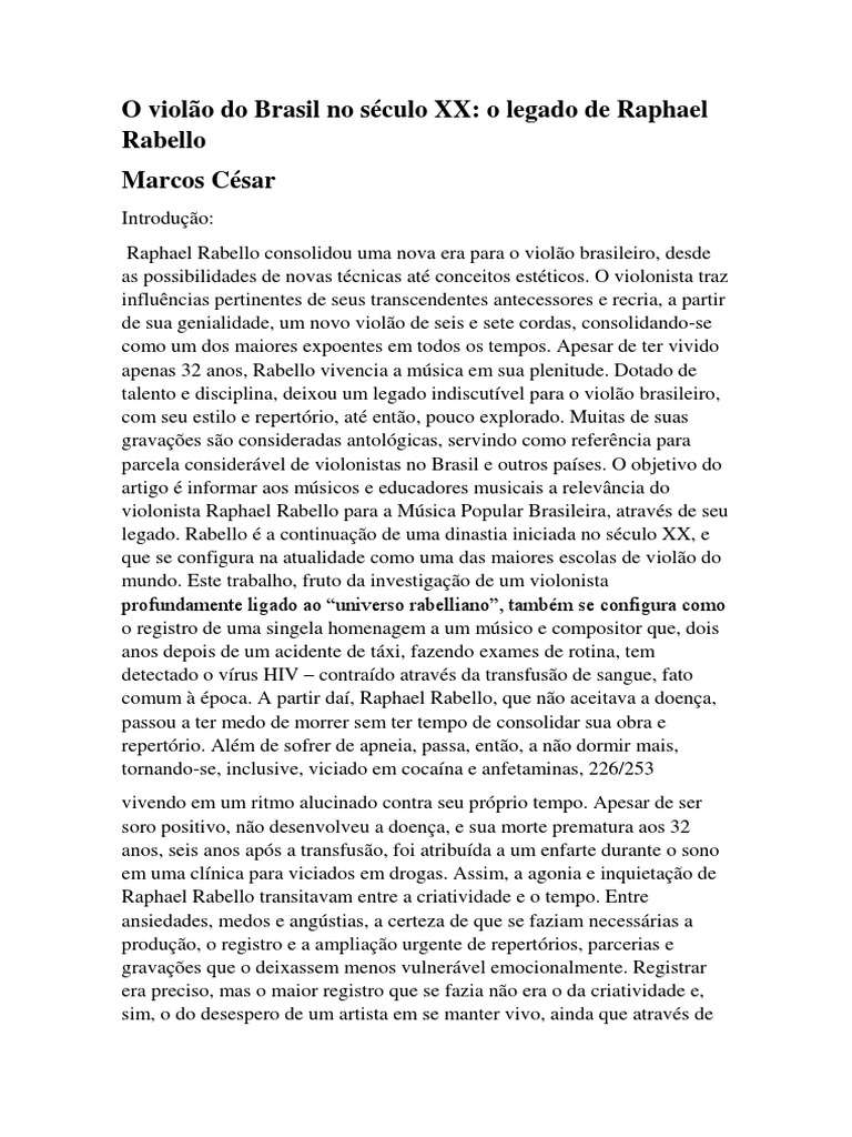 O legado de Raphael Rabello e sua influência na evolução do violão ...