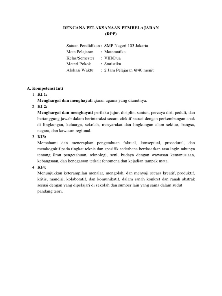 RPP Materi Mean, Median Dan Modus | PDF | Sains & Matematika