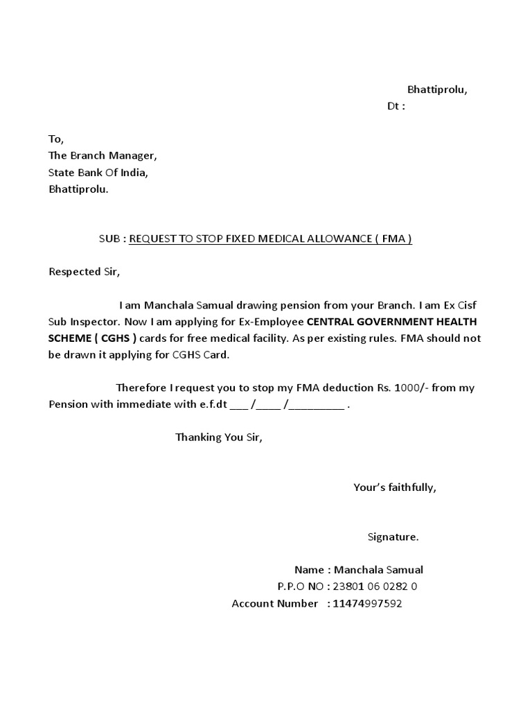 Cancel Medical Allowance Letter | PDF