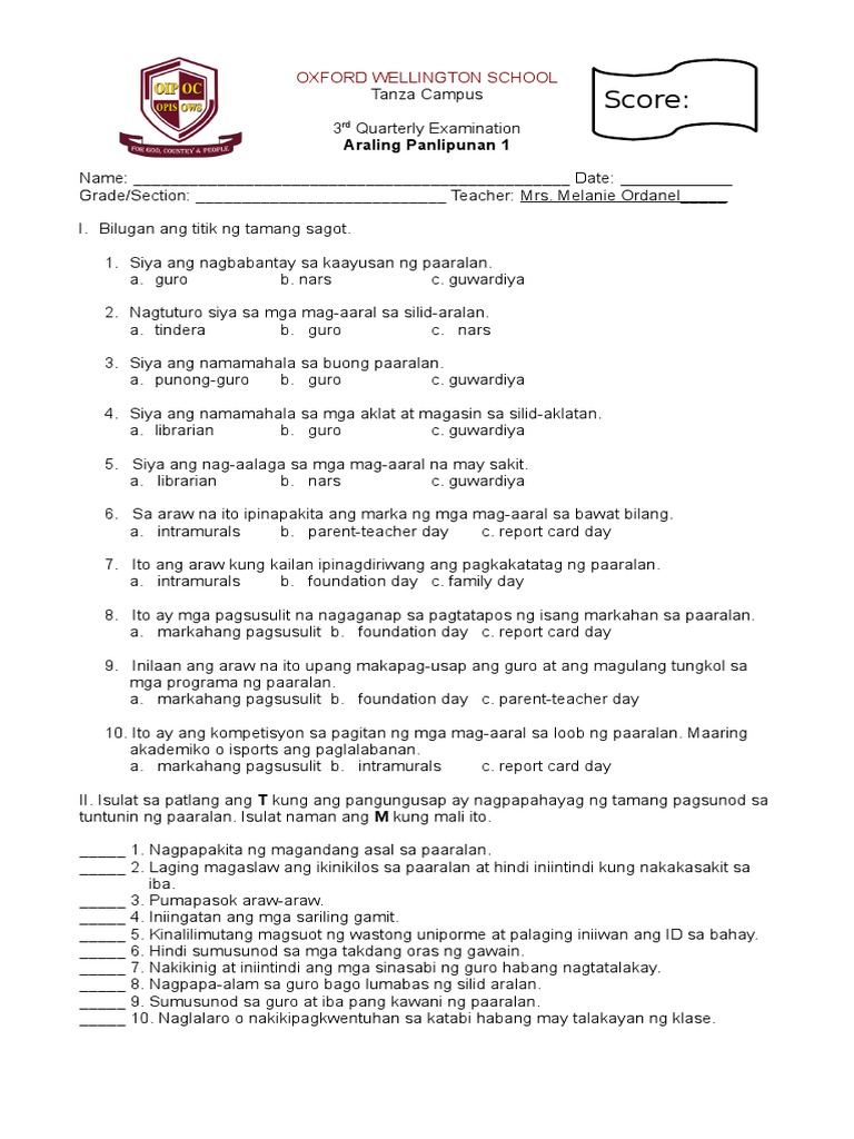 3rd Quarter Grade 1 | PDF