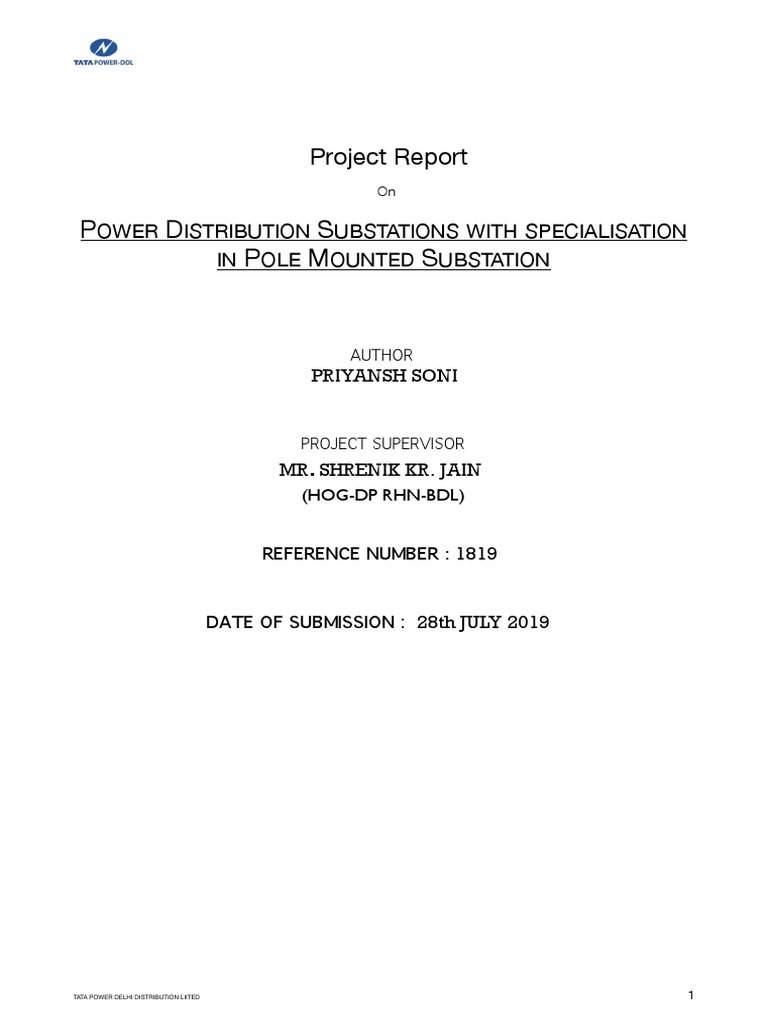 Project Report PDF | PDF | Electrical Substation | Electric Power ...