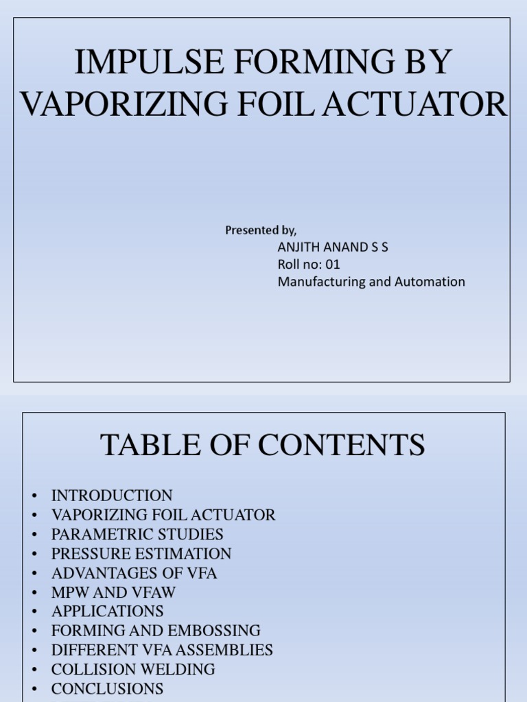 Impulse Forming by Vaporizing Foil Actuator | Download Free PDF | Sheet ...