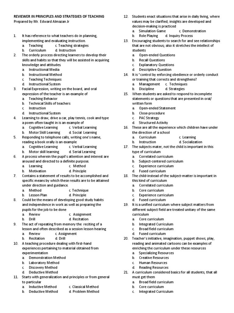 Teaching Principles and Strategies Review | PDF | Scientific Method ...