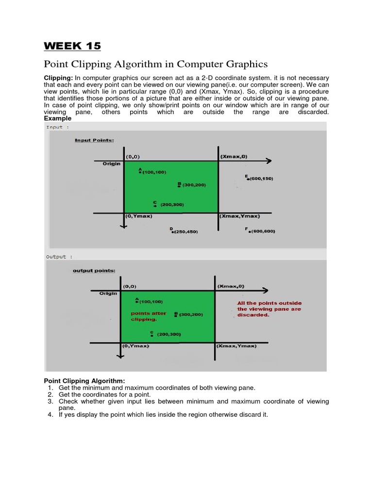 Point Clipping Algorithm in Computer Graphics: Week 15 | PDF | Graphics ...