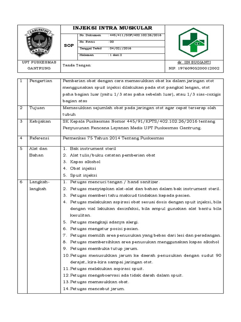 Sop Injeksi Im | PDF