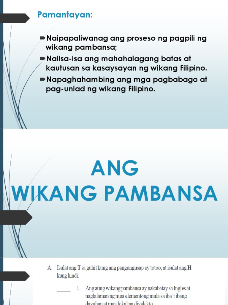 Ang Wikang Pambansa | PDF