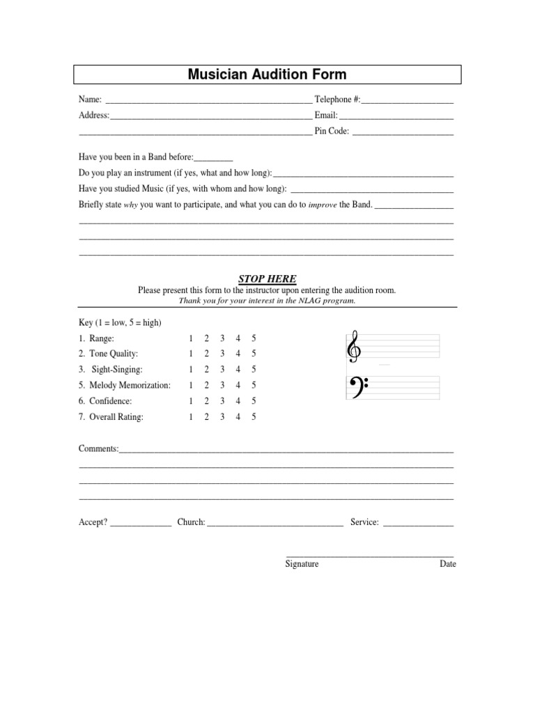 Choral Audition Form | PDF