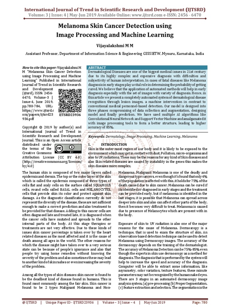 Melanoma Skin Cancer Detection Using Image Processing And Machine Learning Pdf Artificial