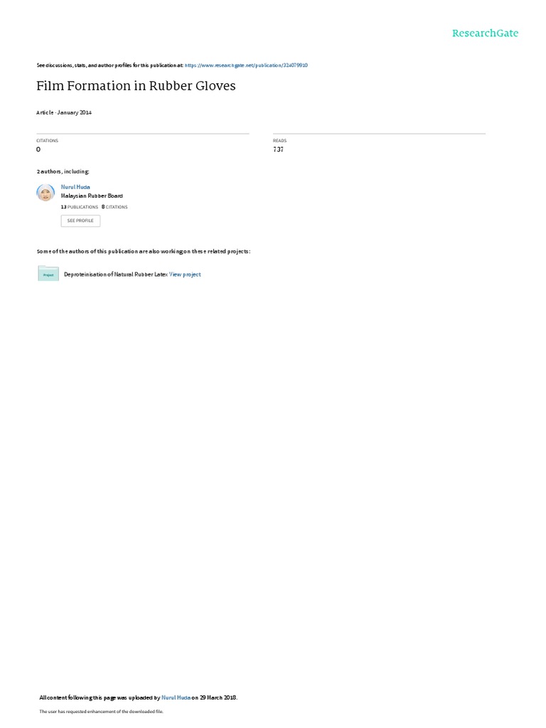 Film Formation in Rubber Gloves | PDF | Natural Rubber | Colloid