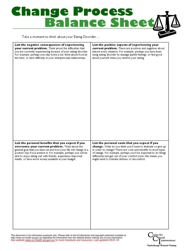 Balance Sheet: Take A Moment To Think About Your Eating Disorder | PDF ...