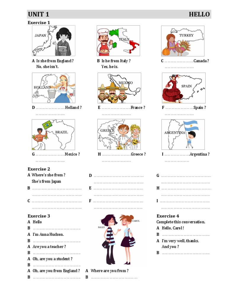 Unit 1 Hello: Exercise 1 | PDF