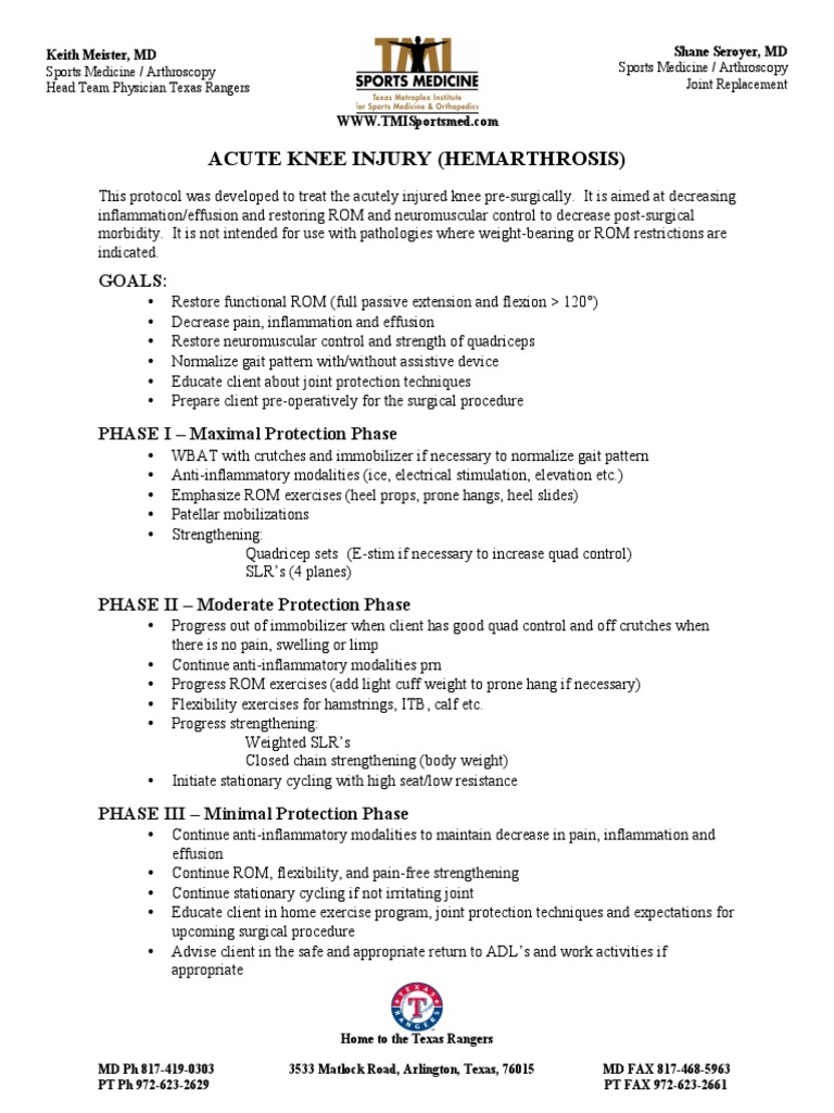 Hemarthrosis | PDF | Knee | Inflammation
