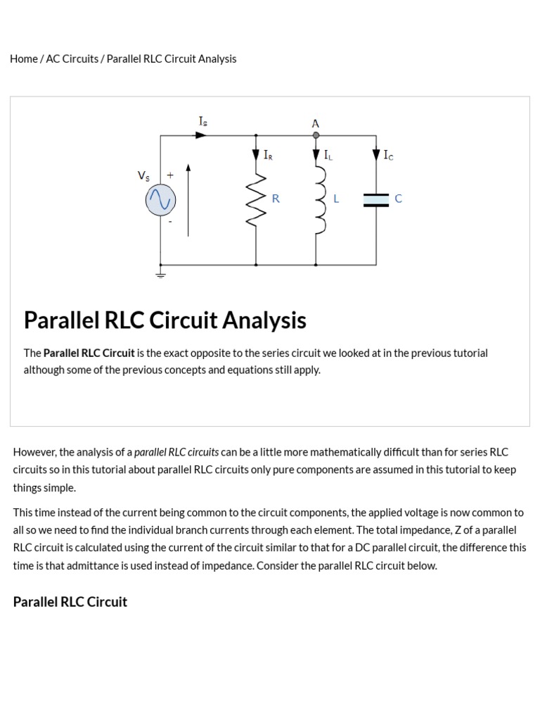 Parallel RLC Circuit and RLC Parallel Circuit Analysis | PDF ...