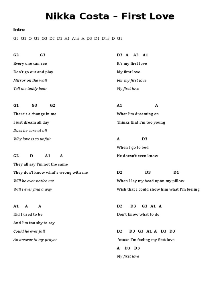 Nikka Costa - First Love (Violin Chords) | PDF