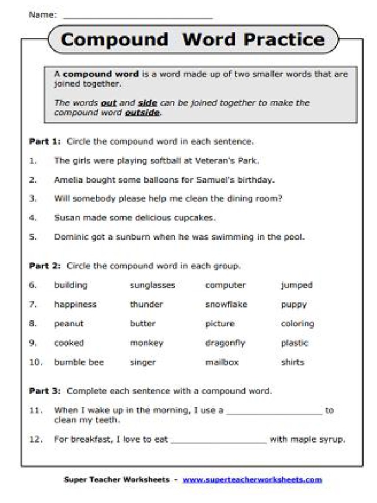 Compound Word Practice | PDF