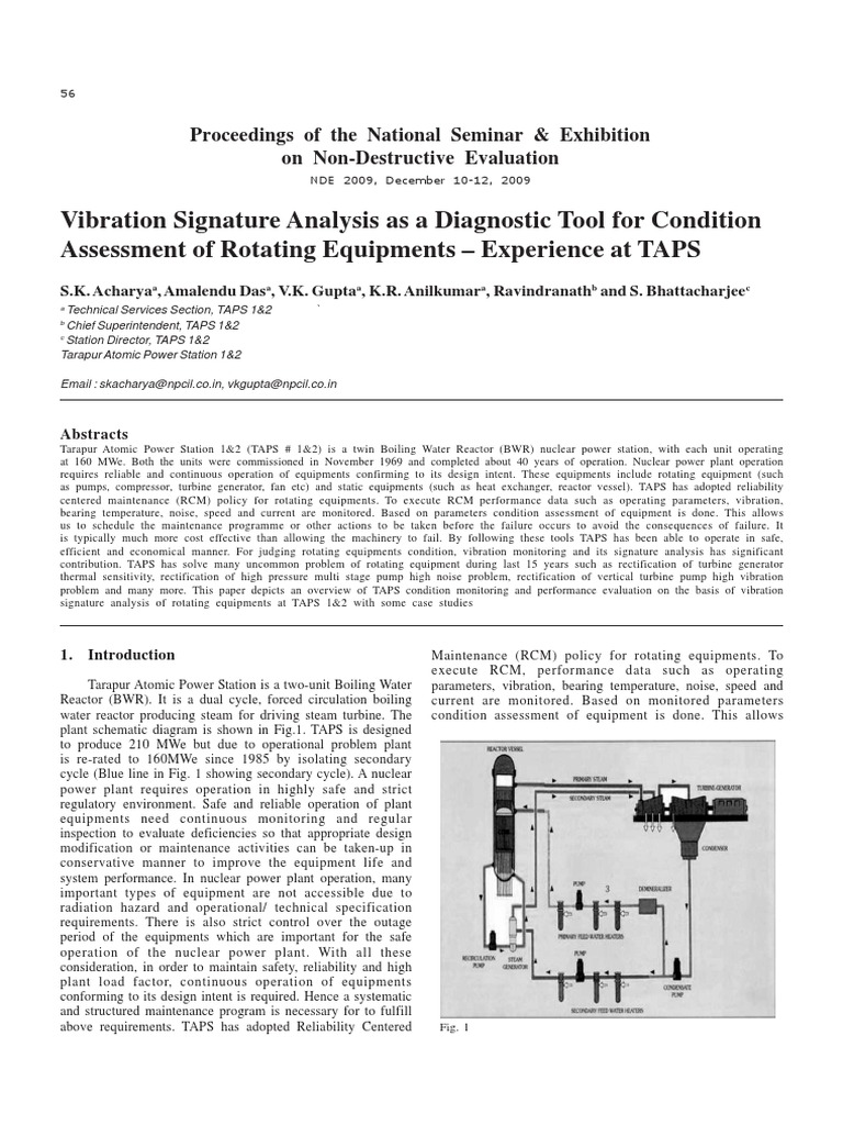 Vibration Signature Analysis As A Diagnostic Tool For Condition ...