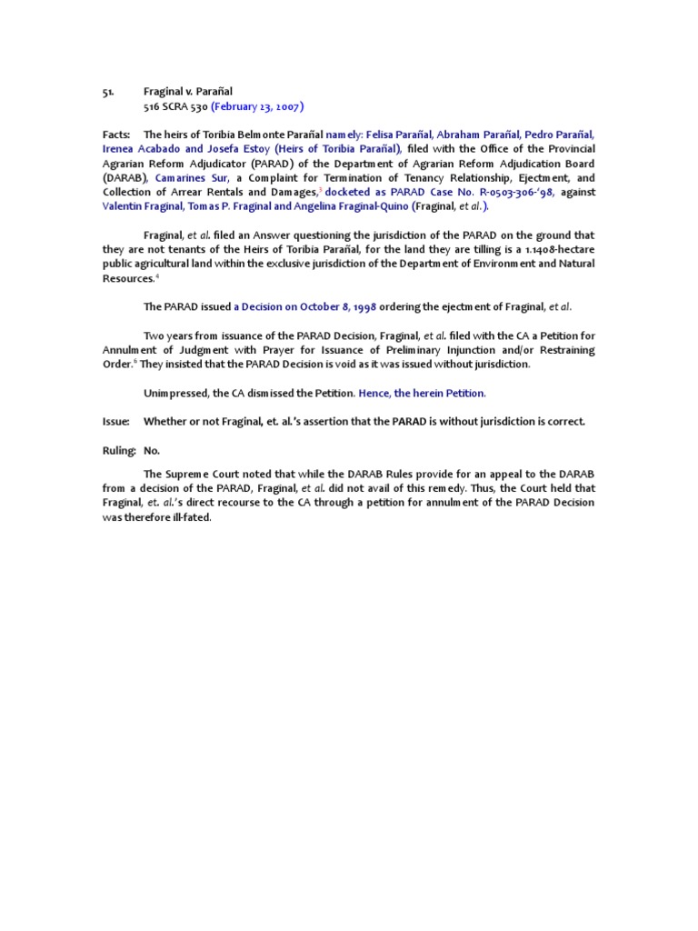 Fraginal v. Parañal: (February 23, 2007) | PDF