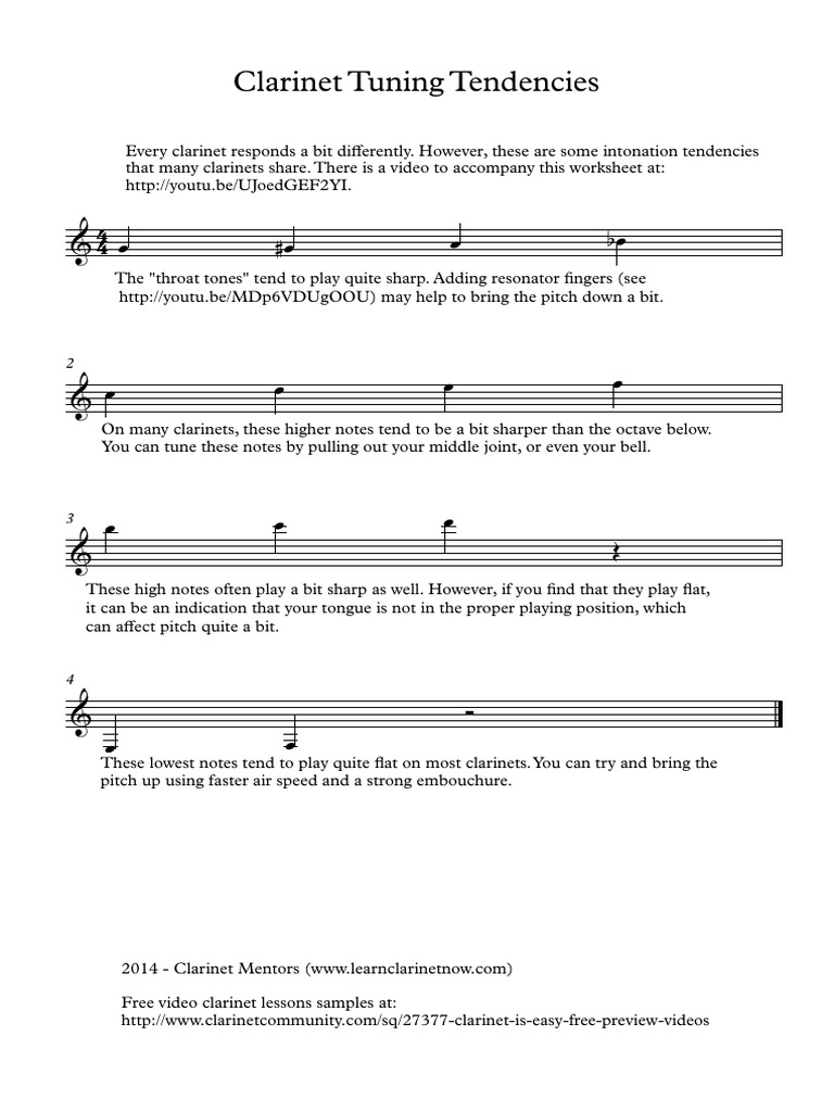 Clarinet Tuning Tendencies | PDF