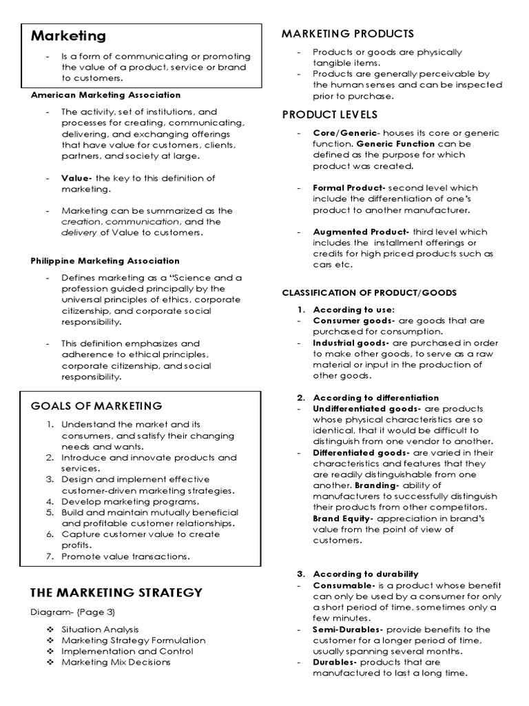 An Overview of Marketing Concepts, Products, and Strategies | PDF ...