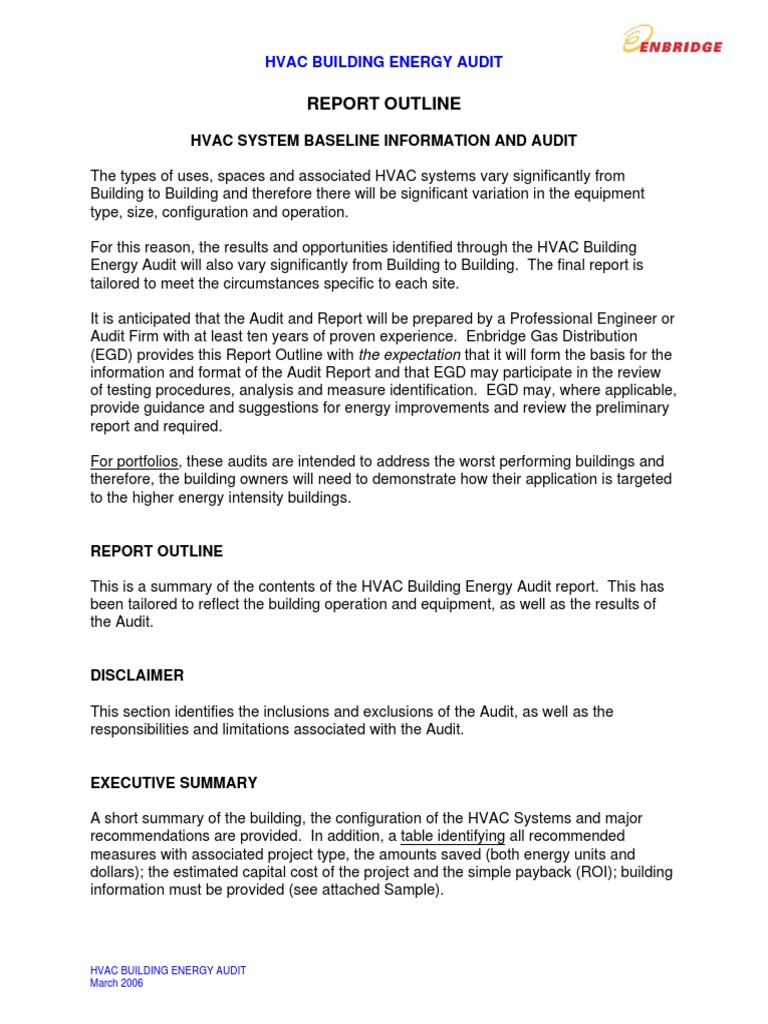 Outline: Hvac System Baseline Information and Audit | PDF | Hvac ...
