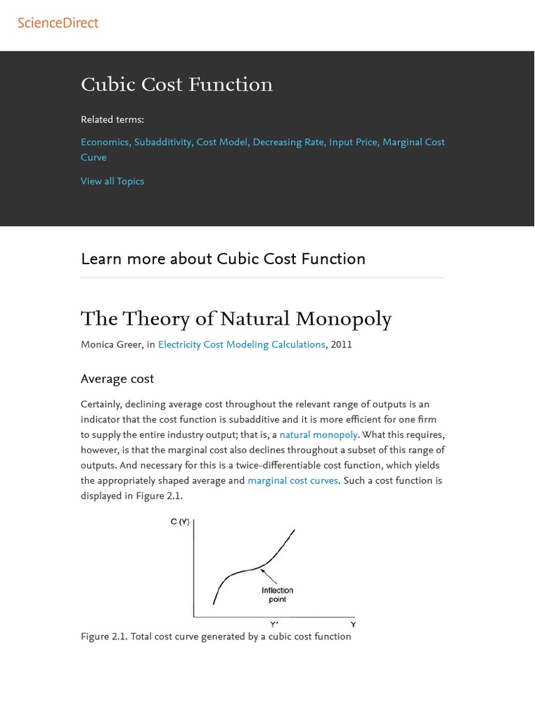 Cubic Cost Function: The Theory of Natural Monopoly | PDF | Average ...