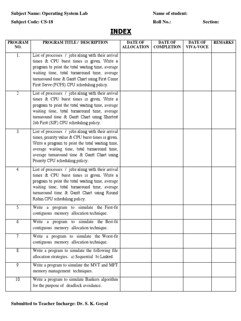 OS Lab (Experiment List) | PDF | Scheduling (Computing) | System Software