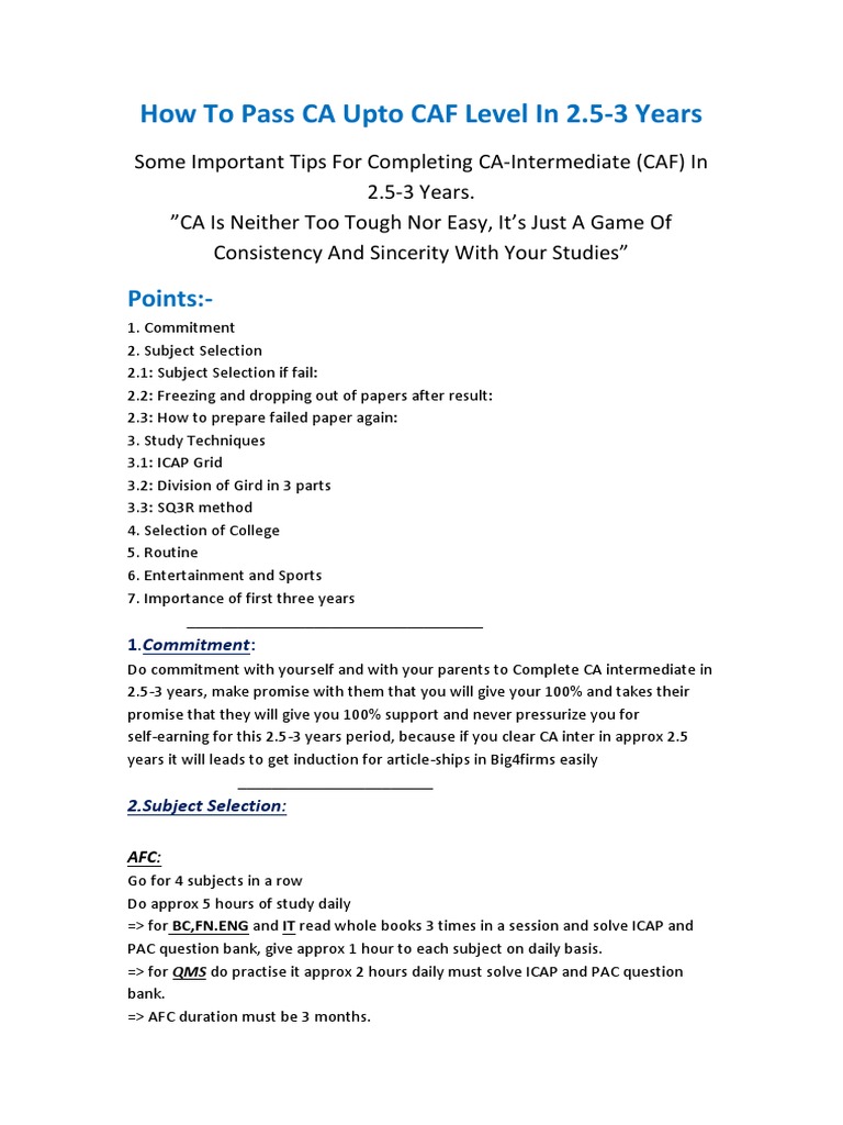 How To Pass AFC CAF in 2.5 To 3 Years | PDF | Lecture | Test (Assessment)
