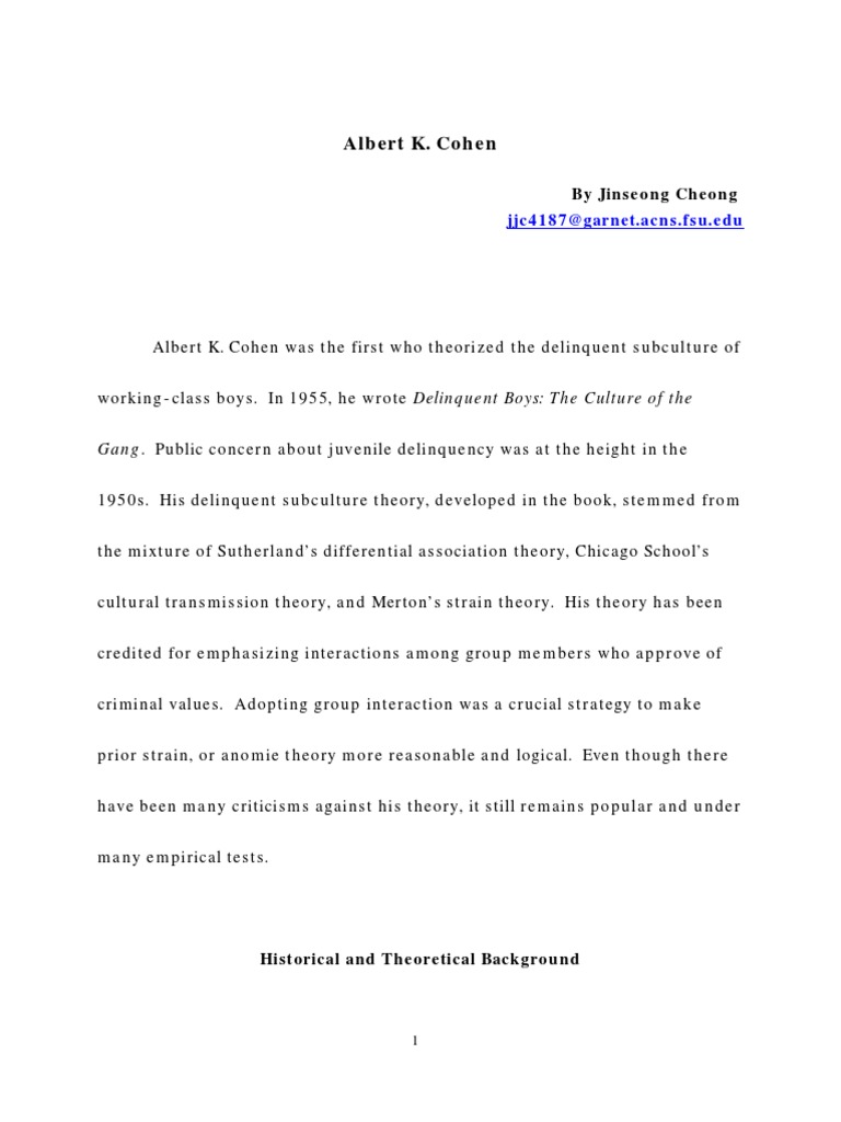 Albert K Cohen | PDF | Nature