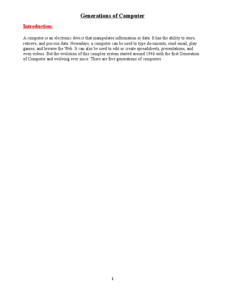 The Evolution of Computers: Exploring the Five Generations of Computer Technology from Vacuum ...