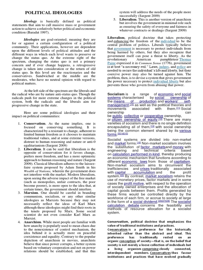Political Ideologies: Ideology Is Basically Defined As Political | PDF ...