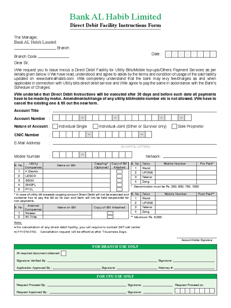 Direct Debit Form PDF | PDF | Debit Card | Service Industries