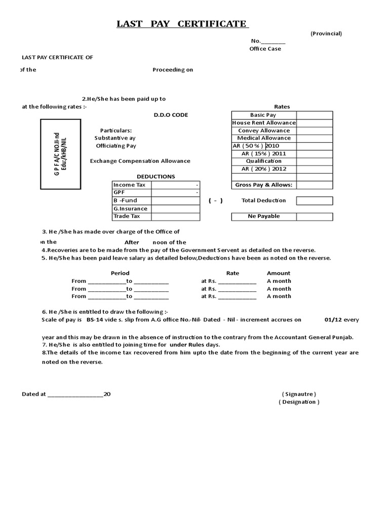 LAST-PAY-CERTIFICATE-FORM-SEDiNFO.NET.xls | PDF | Tax Deduction ...