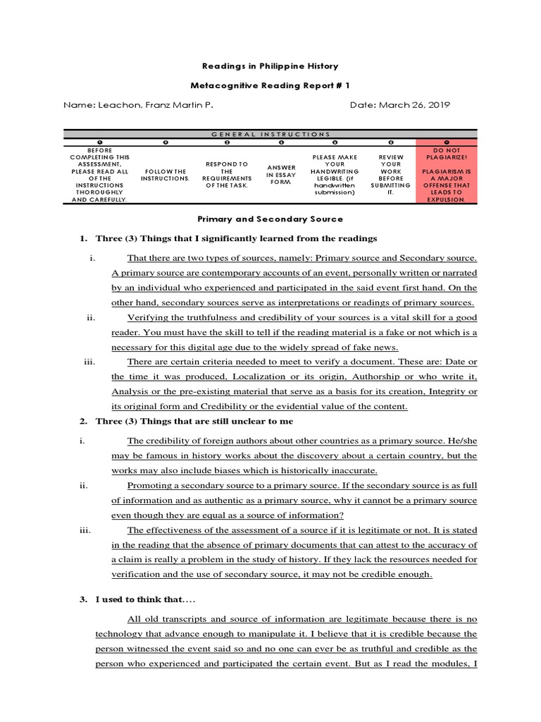 Ged103 MRR1 | PDF | Primary Sources | Plagiarism