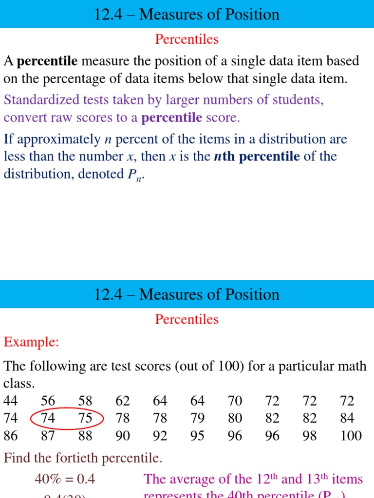 Chapter 3.5 Percentiles Deciles Quartiles | Download Free PDF ...